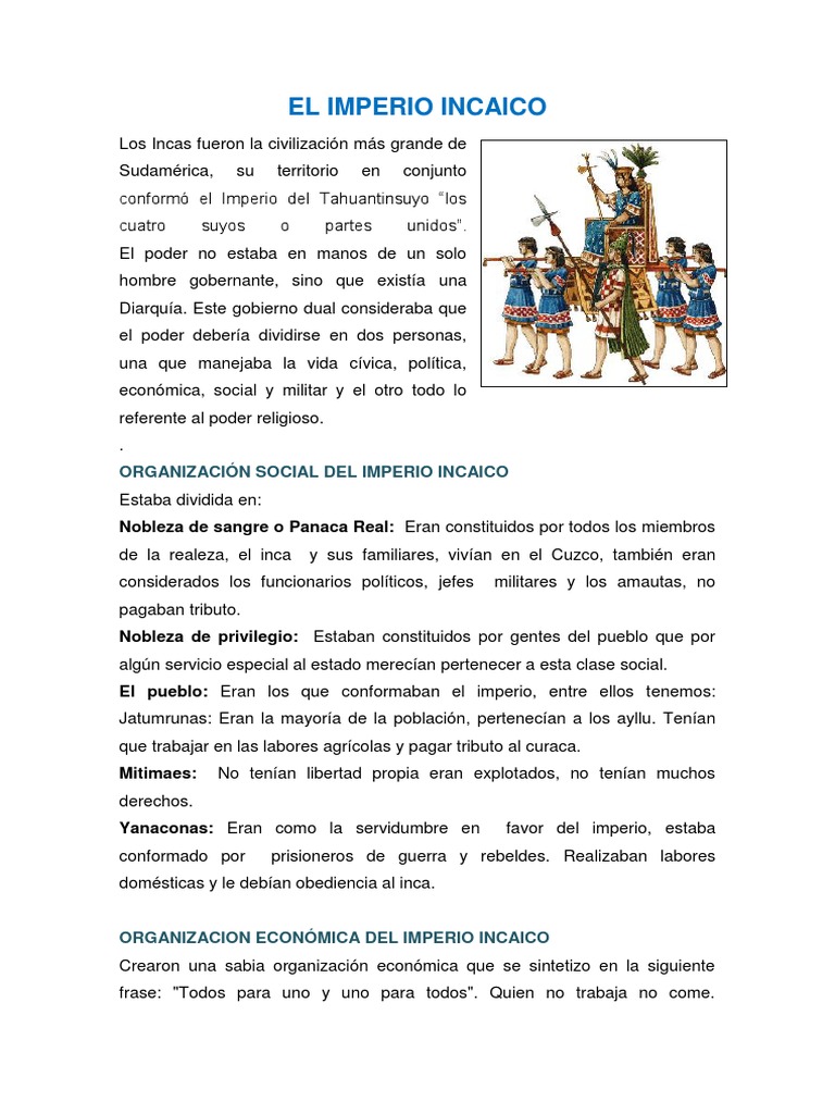 El Imperio Incaico | PDF | Imperio Inca