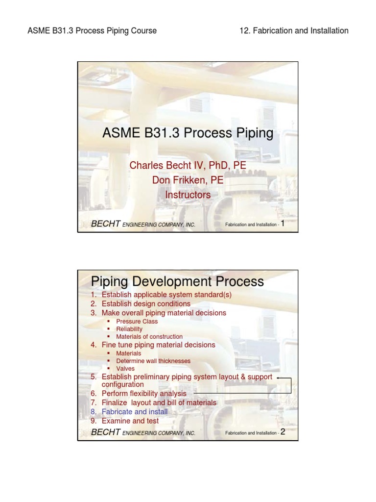 ASME B31.3 Piping Fabrication Guide | PDF | Welding | Construction