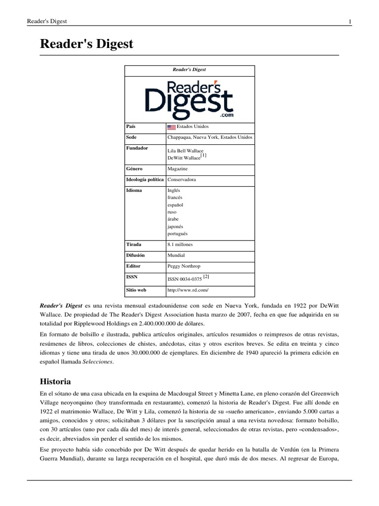 Reader's Digest | PDF | Revistas culturales | Publicaciones