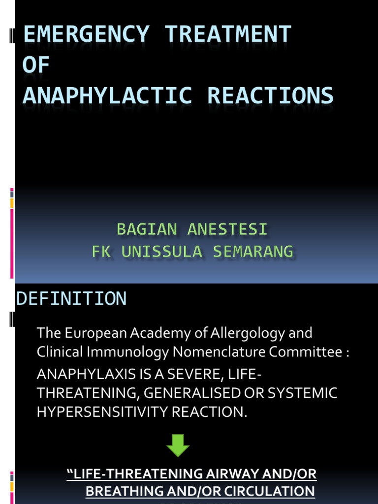 Emergency Treatment OF Anaphylactic Reactions | PDF | Blood Pressure ...