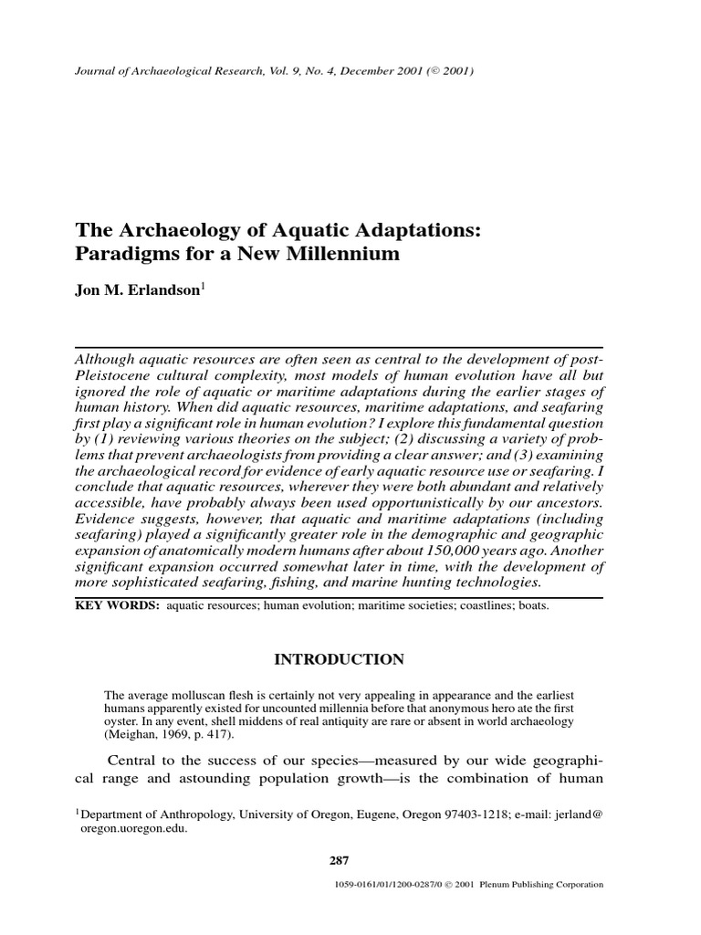 The Archaeology of Aquatic Adaptations: Paradigms For A New Millennium ...