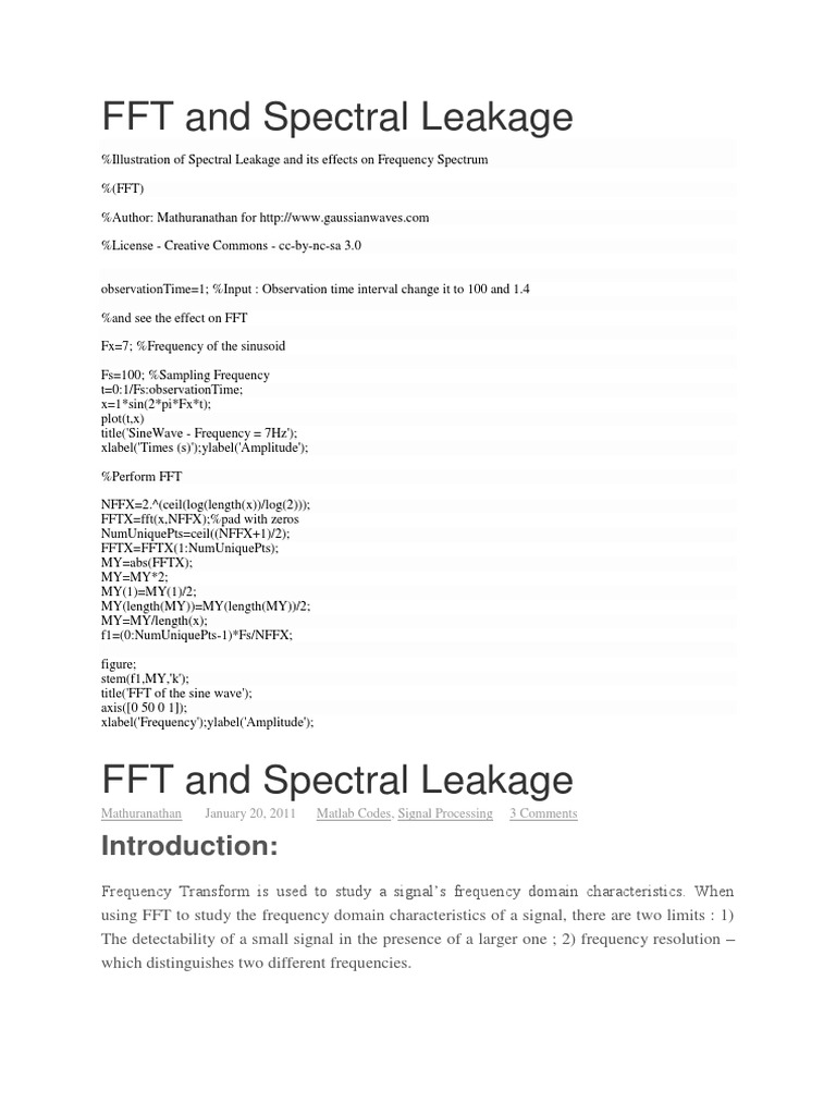 FFT and Spectral Leakage | PDF | Spectral Density | Frequency