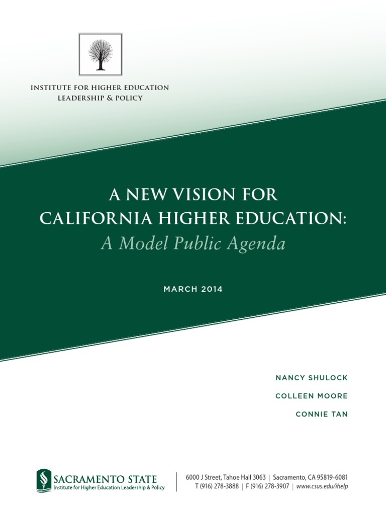 A New Vision For California Higher Education: A Model Public Agenda ...