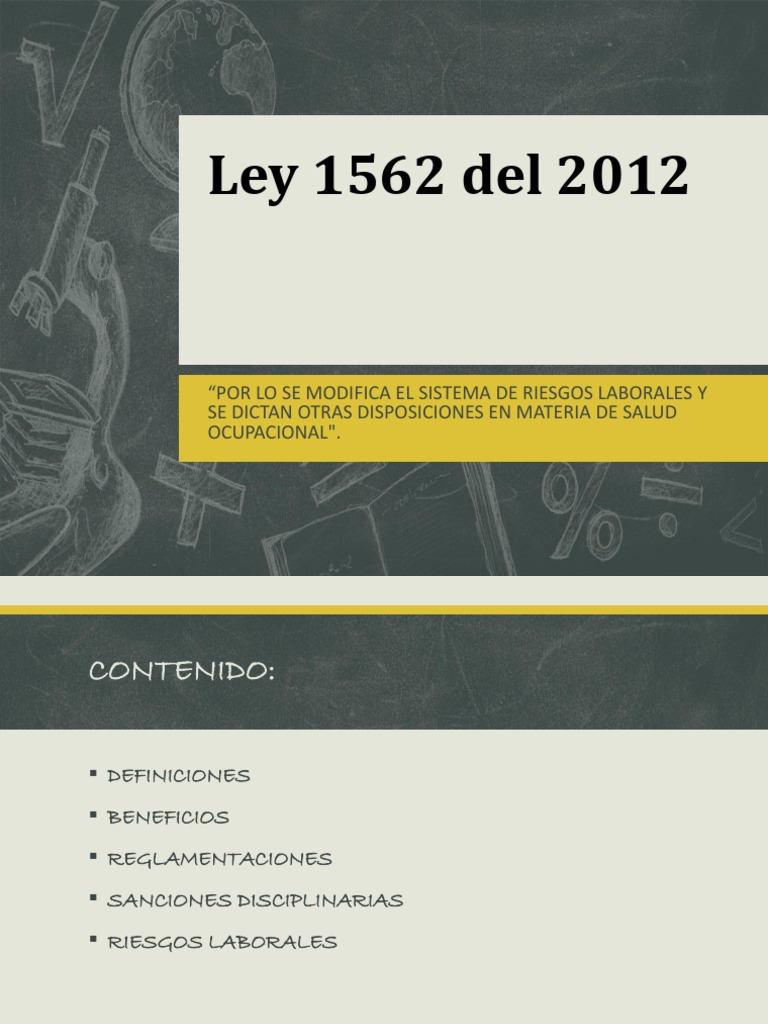 Ley 1562 de 2012: Riesgos Laborales en Colombia | PDF | Derecho laboral ...