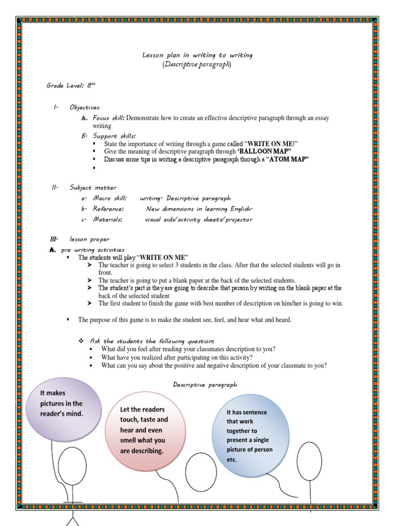 Lesson Plan in Writing To Writing | PDF | Lesson Plan | Adverb