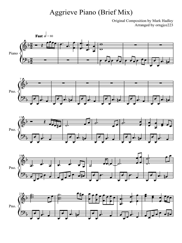 Aggrieve Piano (Brief Mix) | PDF