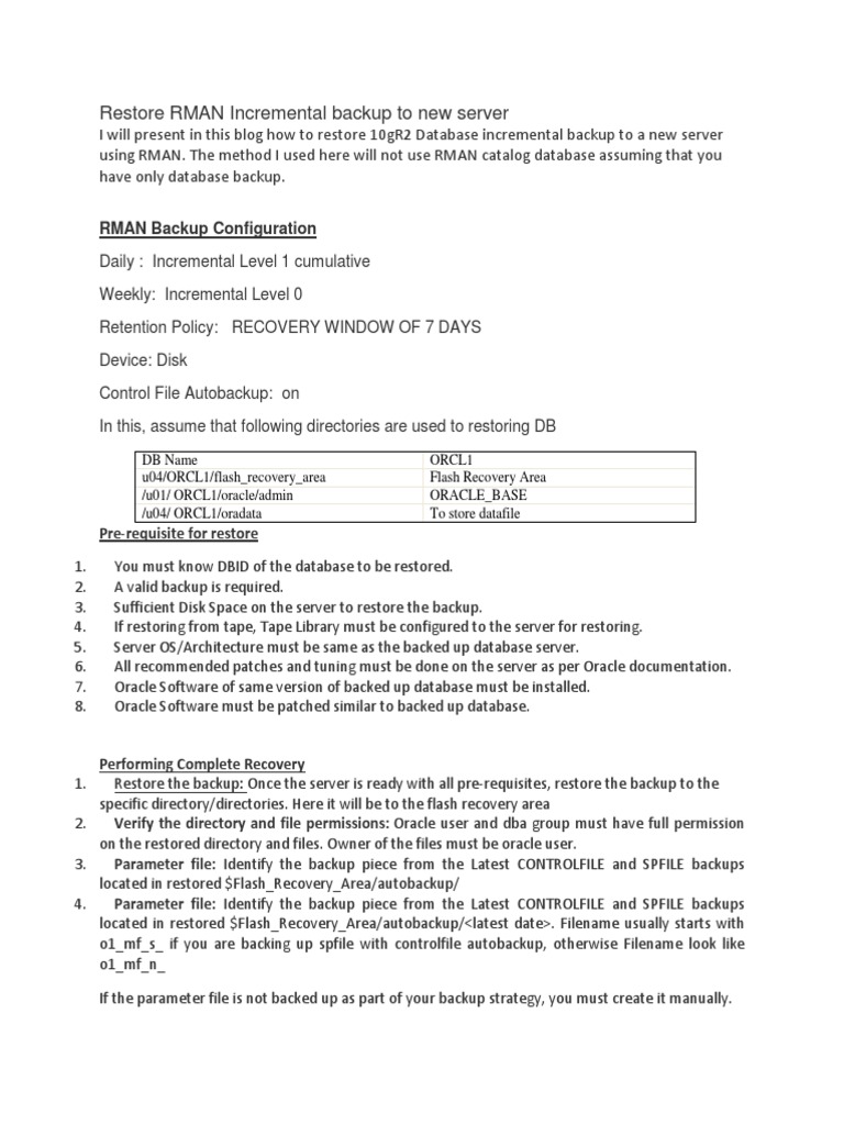 Restore 10gR2 RMAN Backup Guide | PDF | Backup | Oracle Database