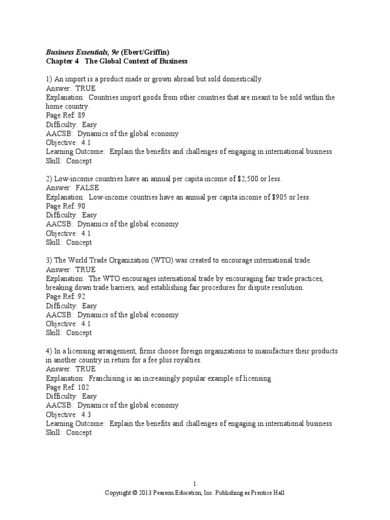 Chapter 4 The Global Context of Business: Business Essentials, 9e ...