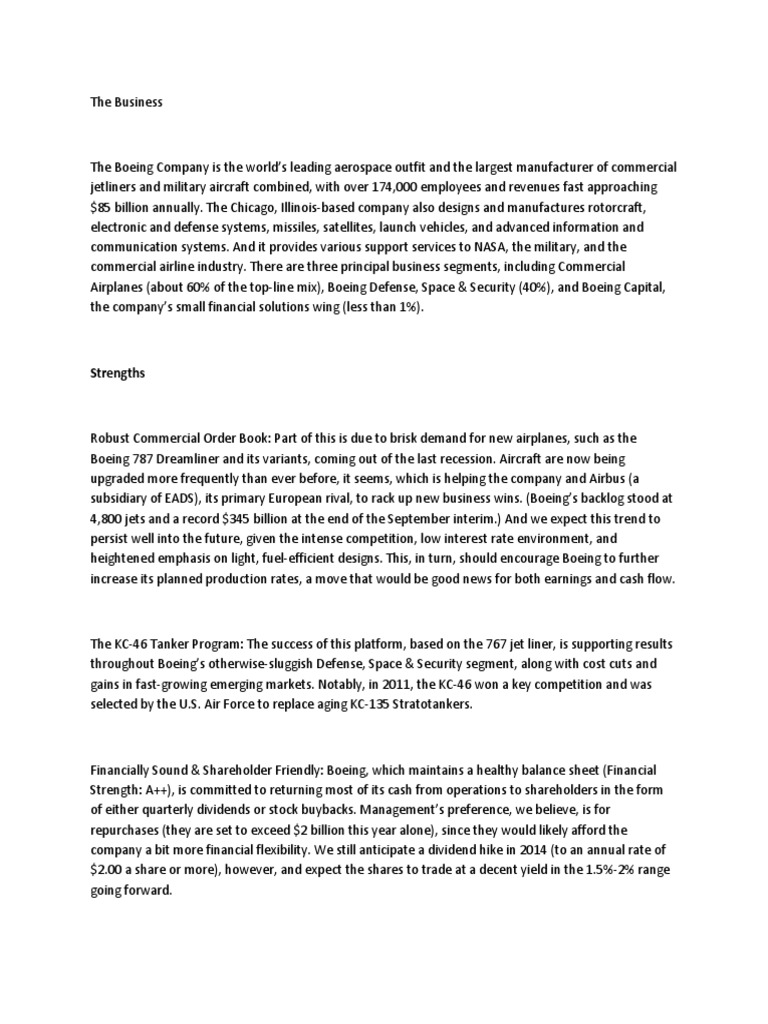 Boeing SWOT Analysis | PDF | Boeing | Airliner