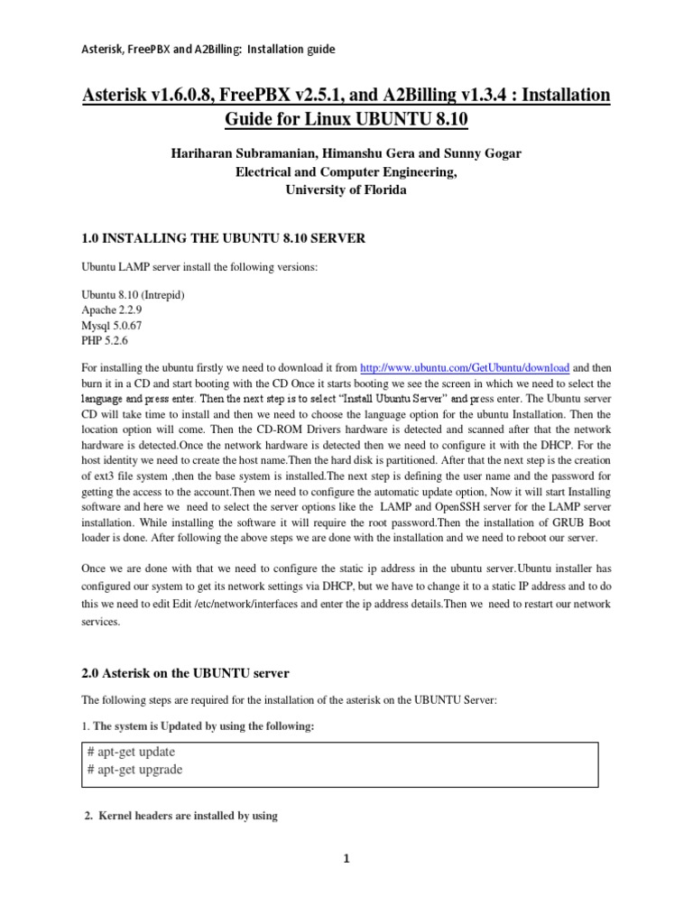 FreePBX, Asterisk, A2Billing Guide | PDF | World Wide Web | Internet & Web