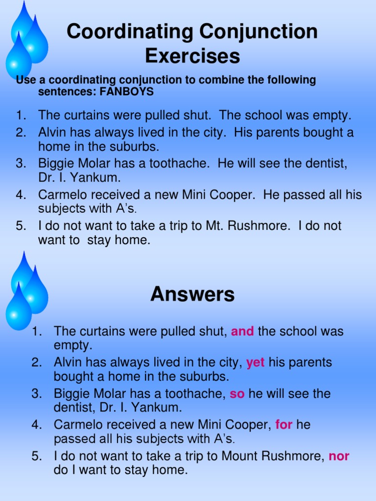Conjunction Exercises and Answers | PDF | Leisure | Sports