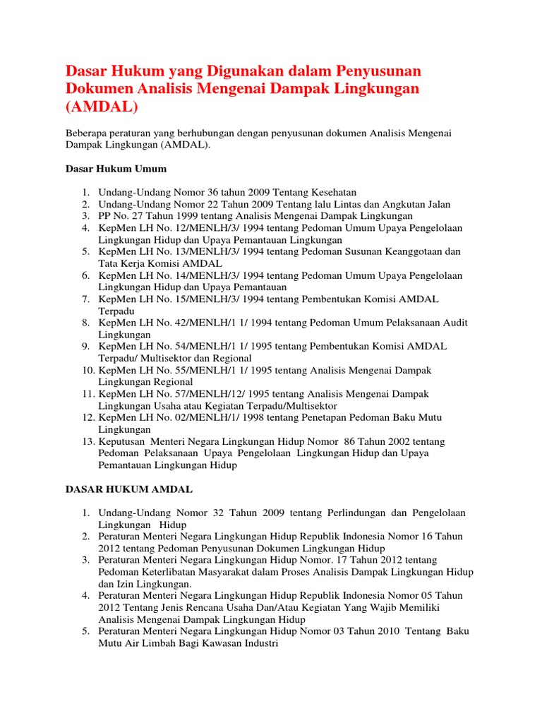 Dasar Hukum Amdal | PDF