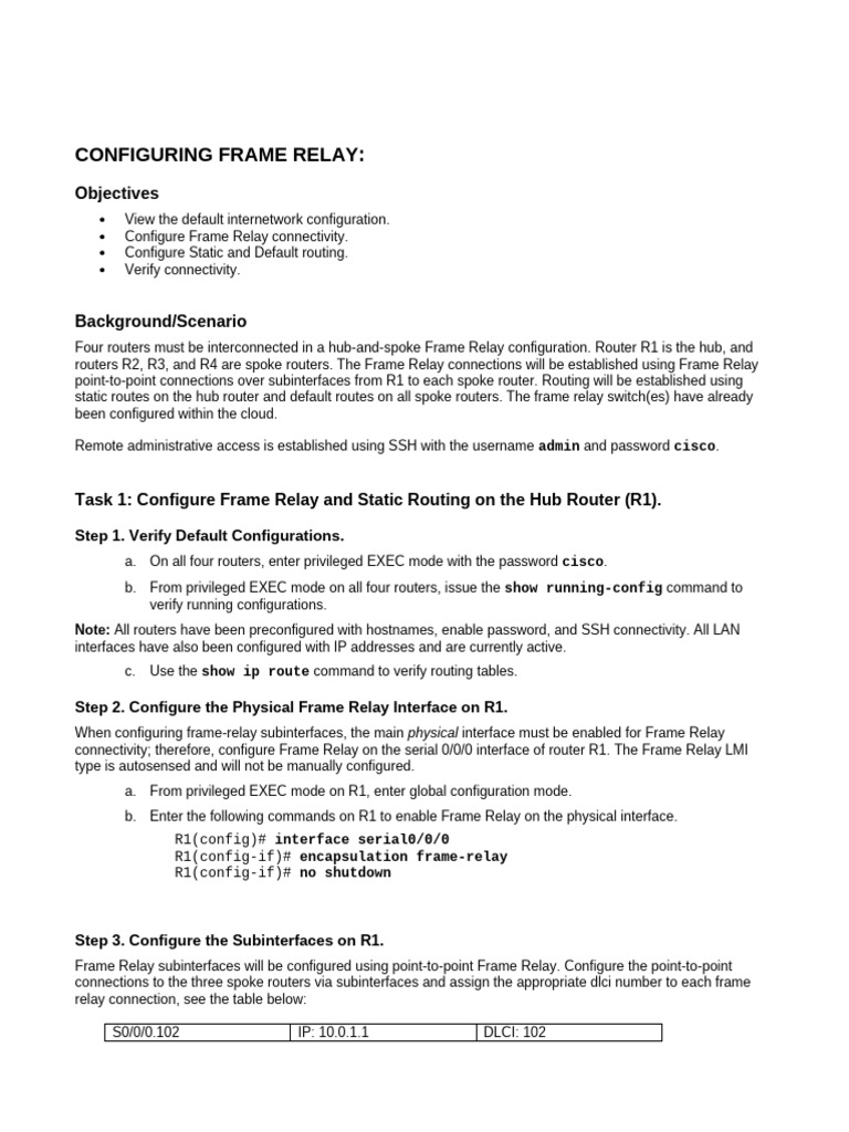 Configuring Frame Relay | PDF | Router (Computing) | Ip Address