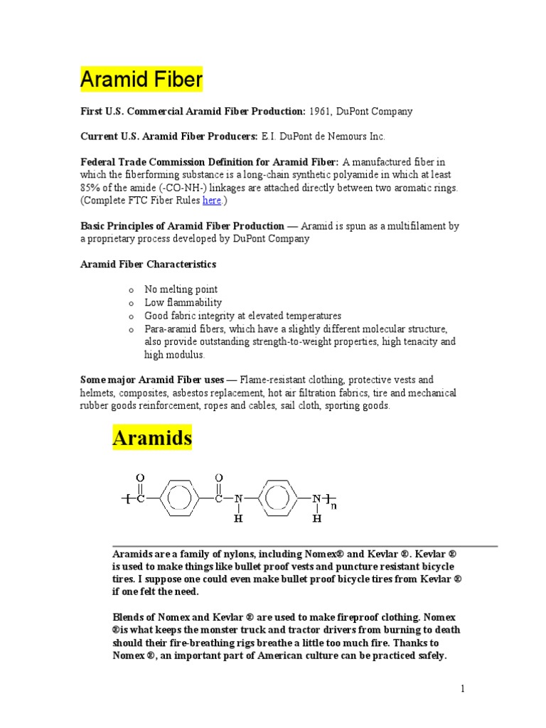 Aramid Fibers: Structure, Properties, and Uses of Kevlar and Nomex ...