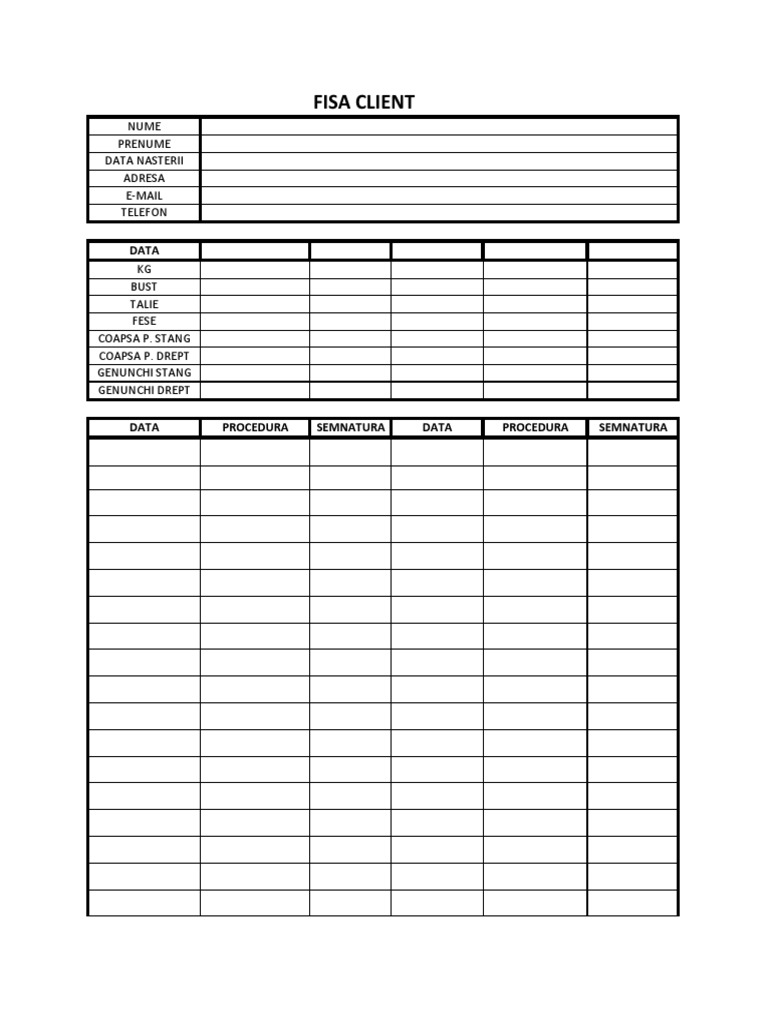 Fisa Client Masaj | PDF