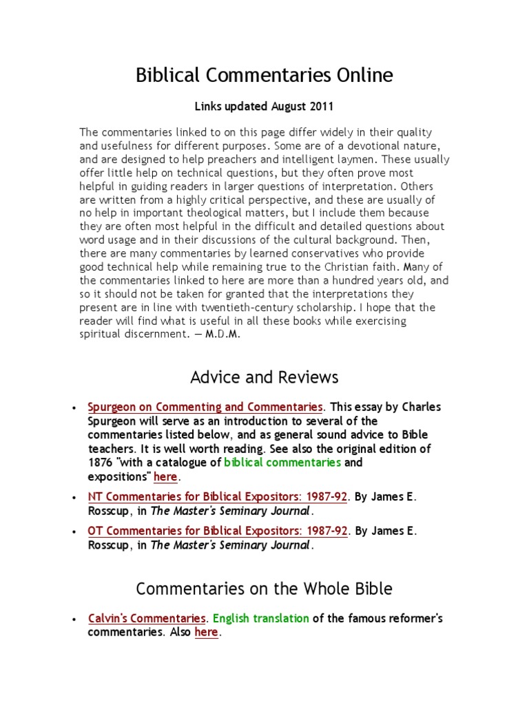 Biblical Commentaries Online | PDF | Twelve Minor Prophets | New Testament