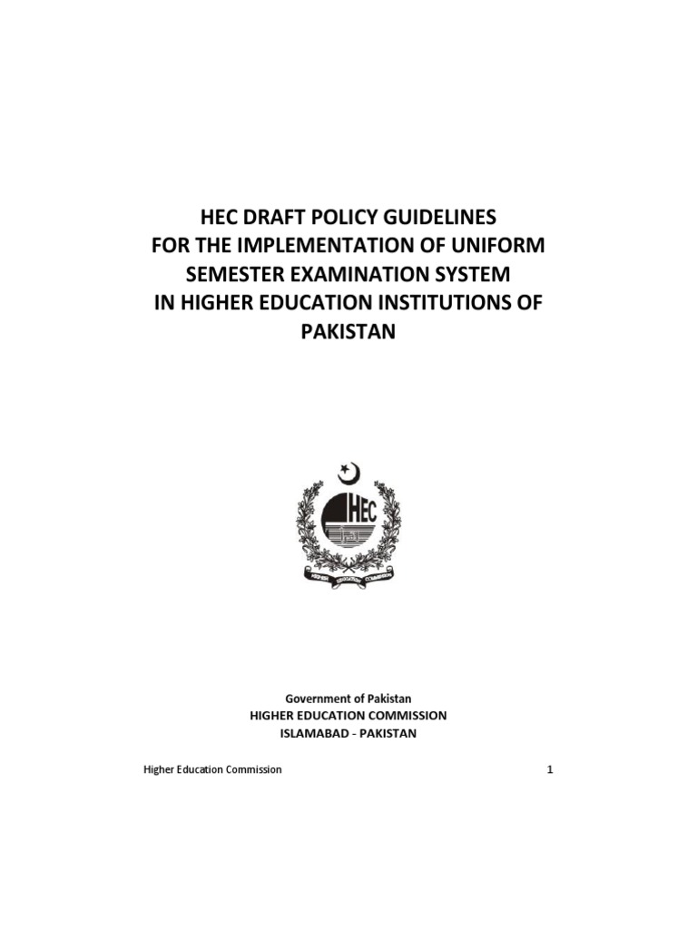 HEC Draft Policy Guidelines For Semester Examination System | PDF ...