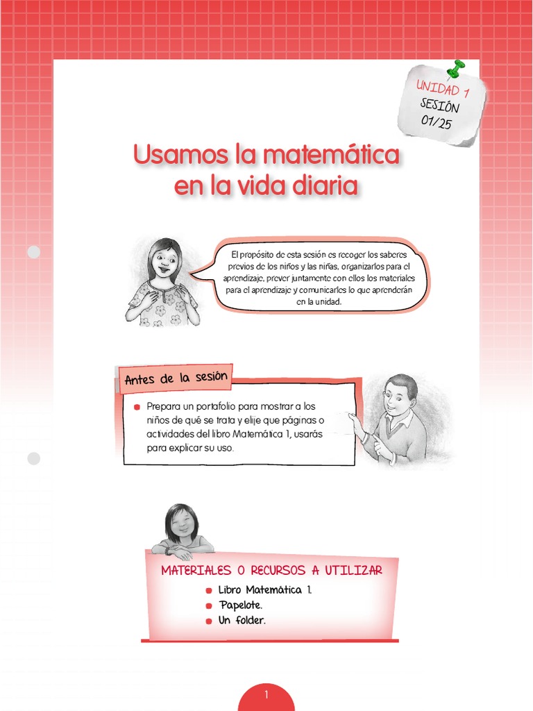 Sesión 01 de La Unidad Didáctica #1 - Área de Matemática para El 1er ...
