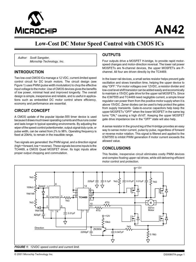 AN042 - Low-Cost DC Motor Speed Control With CMOS ICs PDF | PDF ...