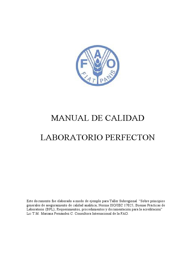 FAO. Manual de Calidad 17025 | PDF | Laboratorios | Calidad (comercial)