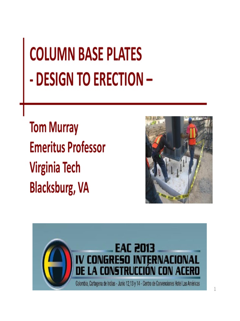 Column Base Plates Prof Thomas Murray | PDF | Structural Steel | Column