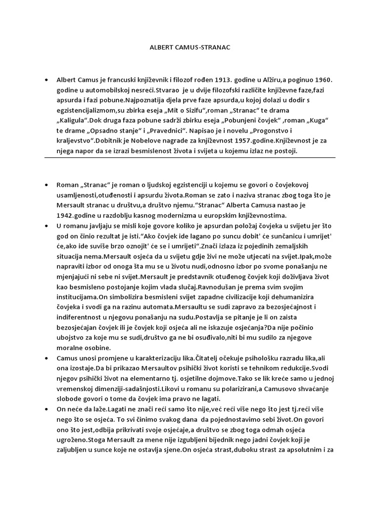 Albert Camus Stranac | PDF