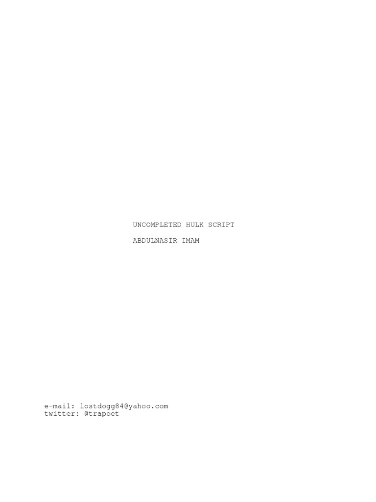 Hulk Script | PDF | Violence | Leisure