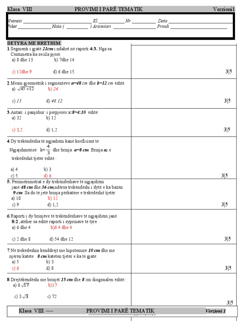 Test KL - VIII | PDF
