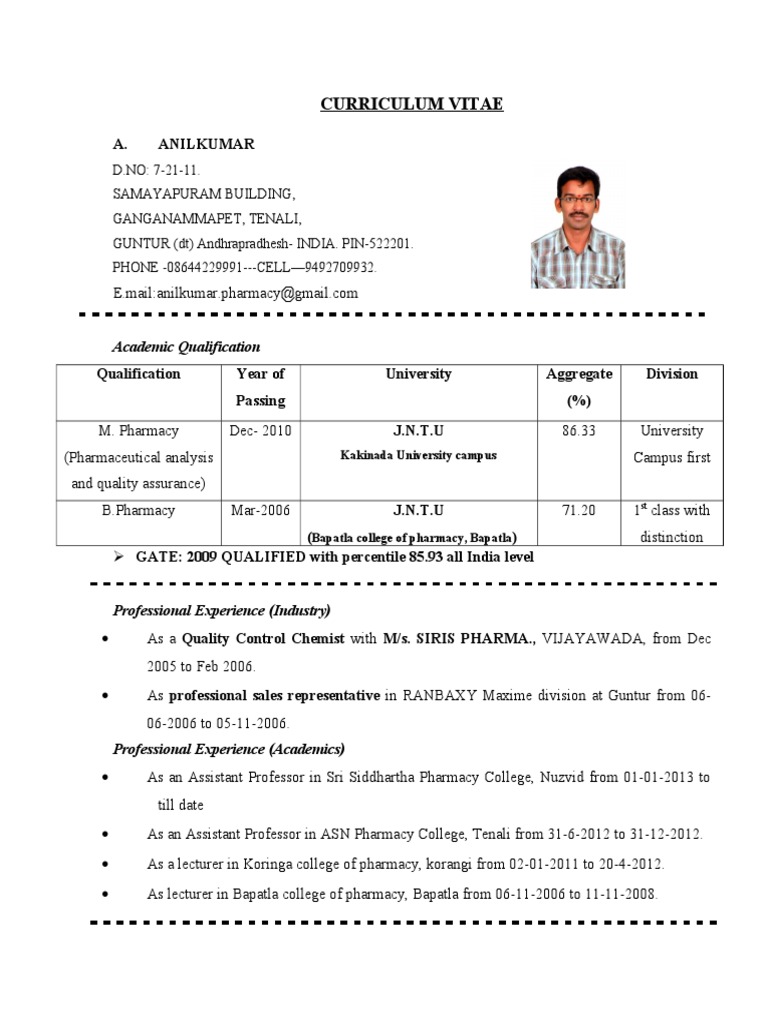 Anil Kumar CV | PDF | High Performance Liquid Chromatography ...