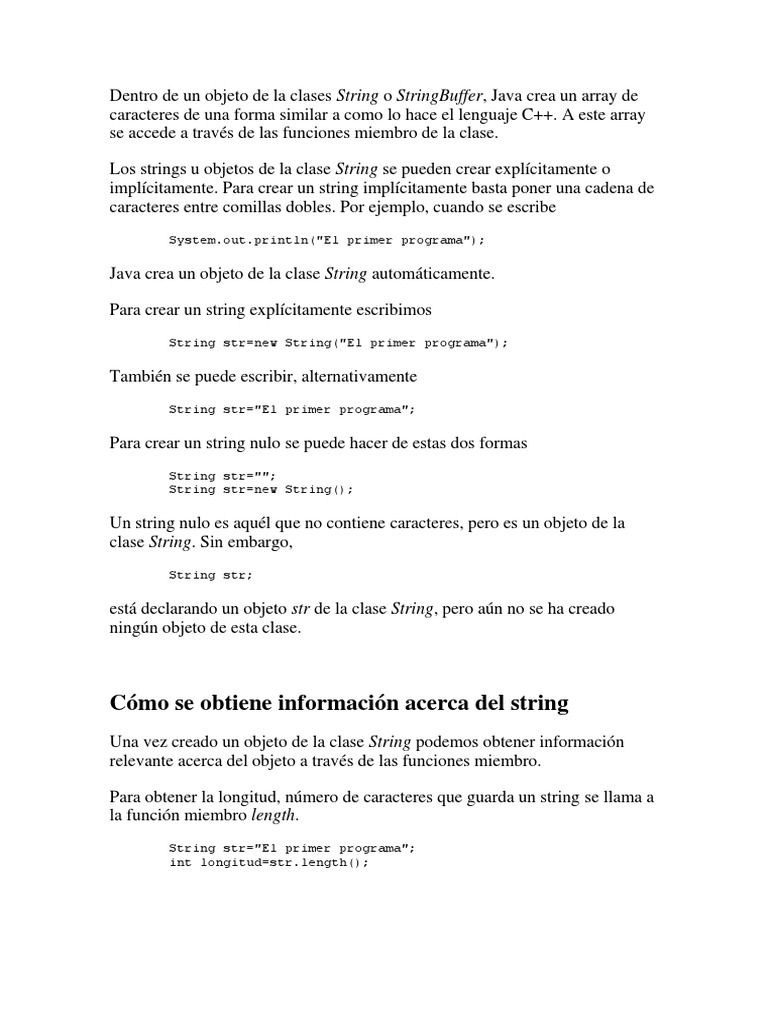 String | PDF | Cadena (informática) | Java (lenguaje de programación)
