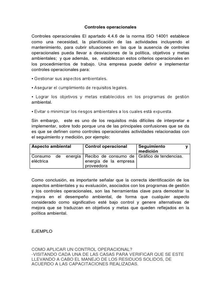 Controles Operacionales | PDF | Science | Ciencia (general)