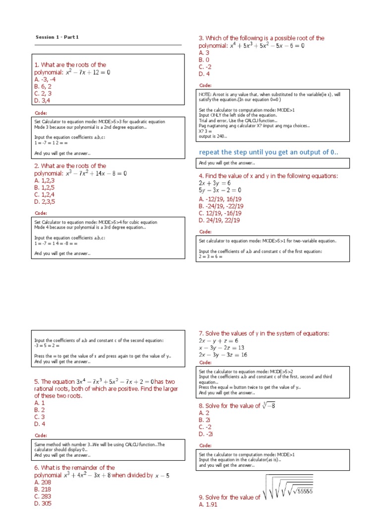 Calc Tech | PDF | Polynomial | Summation