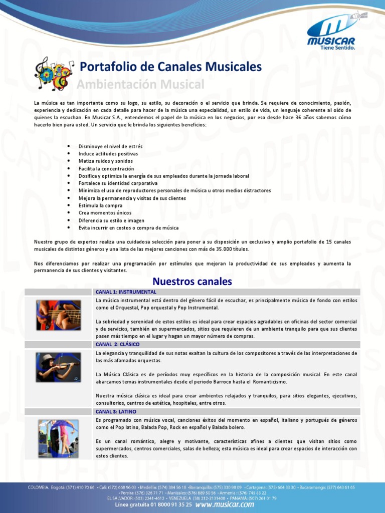 Portafolio Canales Musicales Musicar | PDF | Música pop | La música rock