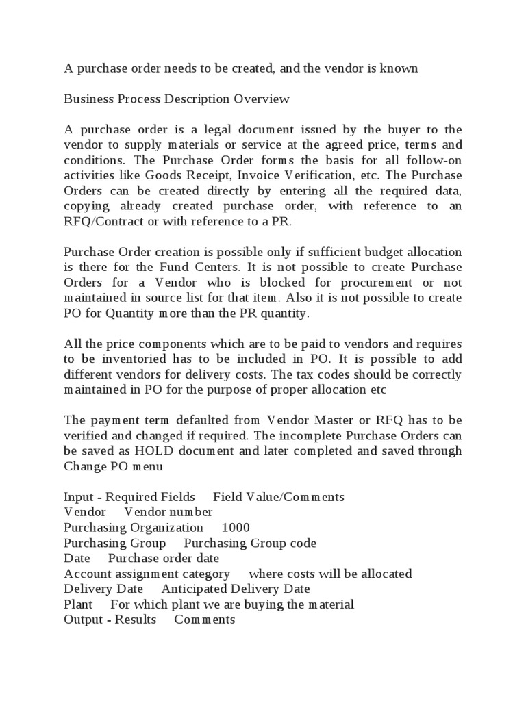 Steps To Create A Purchase Order | PDF | Procurement | Business