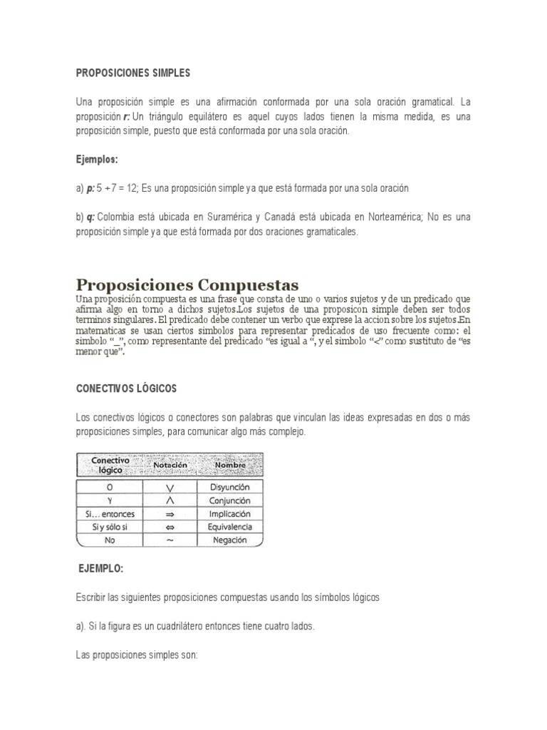 Proposiciones Simples | PDF | Proposición | Consecuencia Lógica