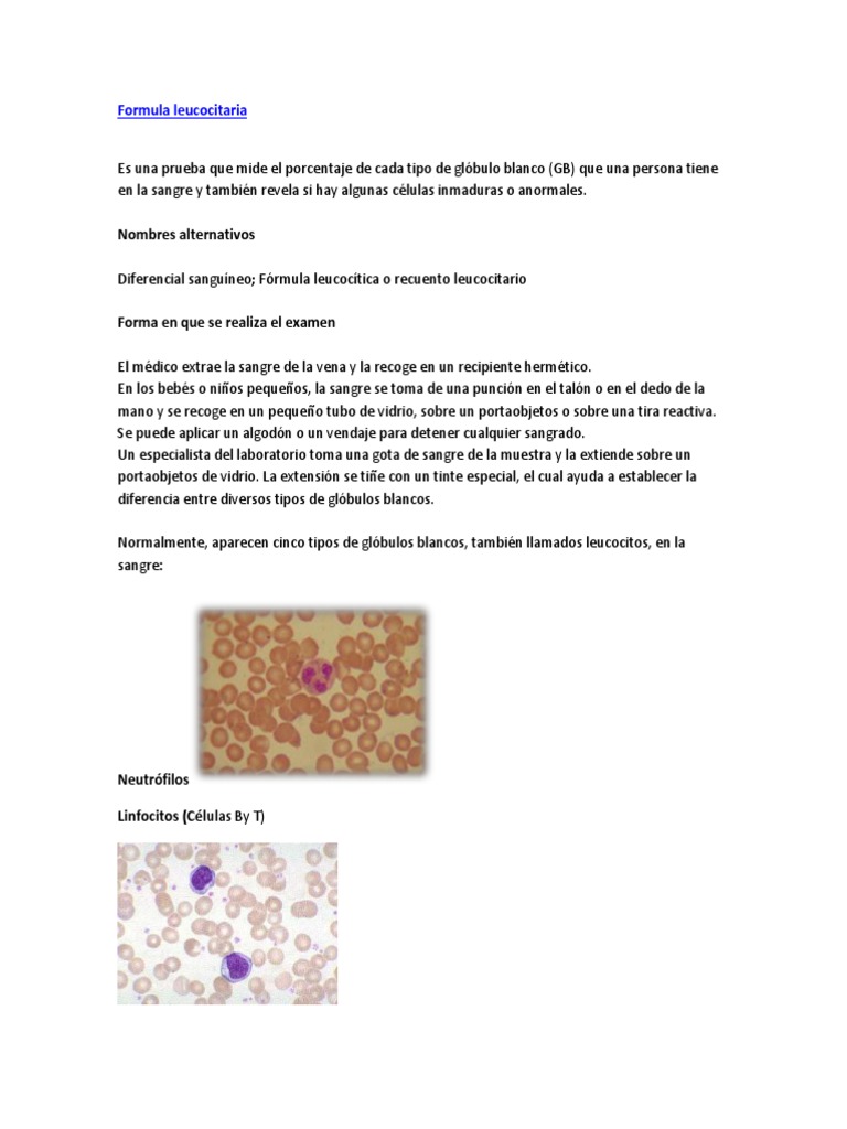 Formula Leucocitaria | PDF | Leucocito | Leucemia
