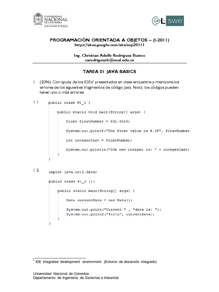 01A Java Basics | PDF | Entorno de desarrollo integrado | Java ...
