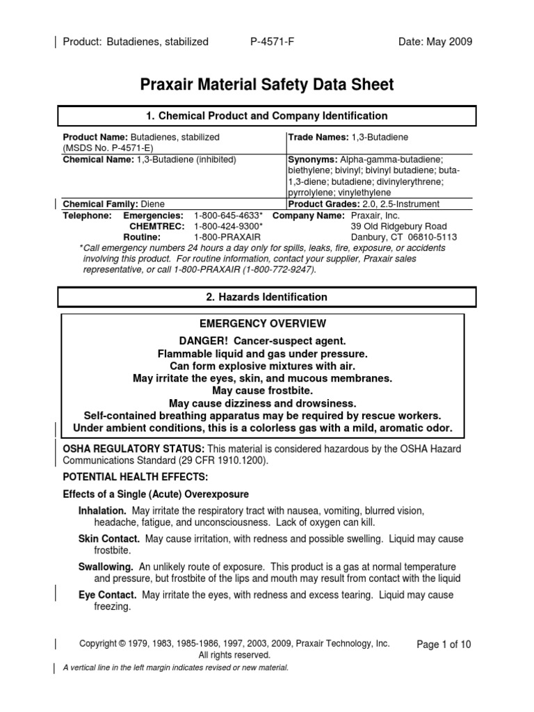 1 3 Butadiene C4H6 Safety Data Sheet SDS P4571 | PDF | Firefighting ...