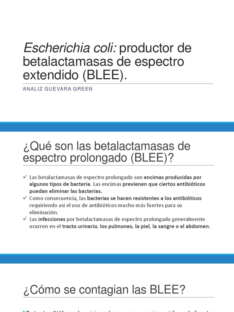Blee | PDF | Antibióticos | Escherichia coli