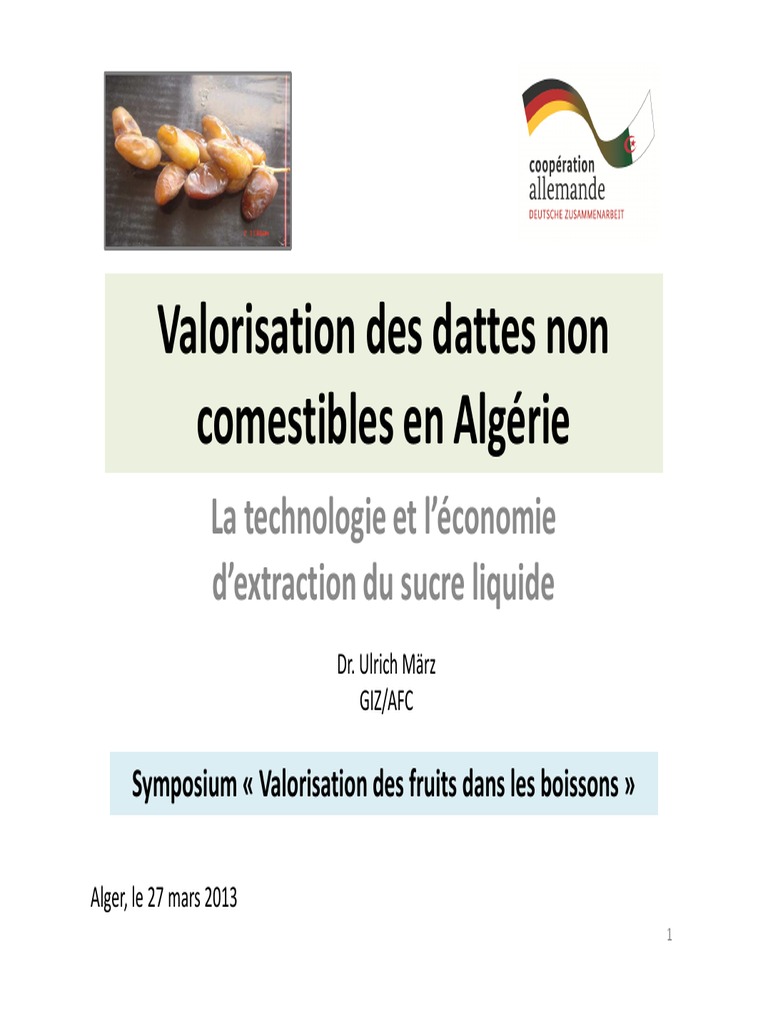Valorisation du sirop de datte en Algérie | PDF | Sirop | Sucre