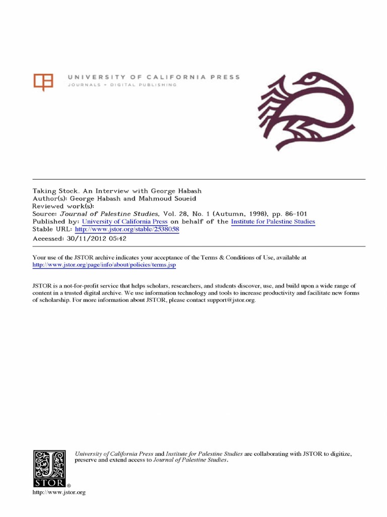 Interview With George Habash (1998) - TRANSCRIPT | PDF | Popular Front ...