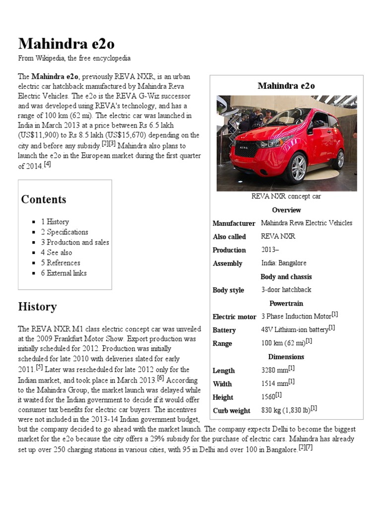Mahindra e2o specifications store
