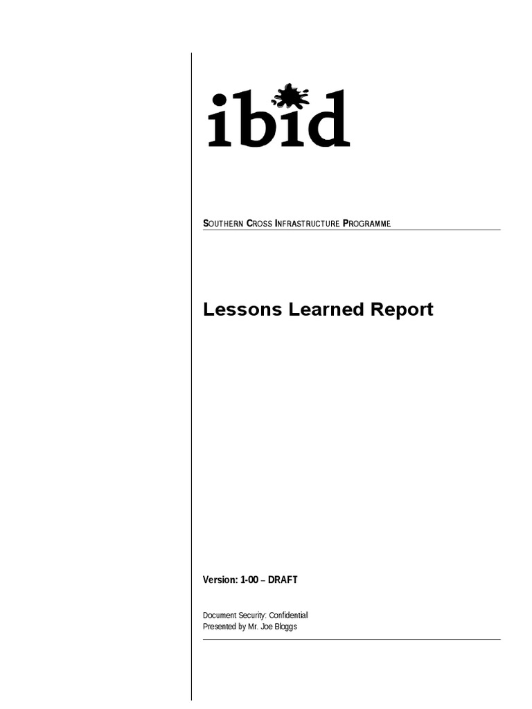 Lessons Learned Report | PDF | Business