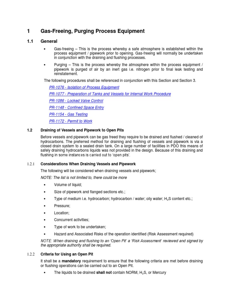Gas-Freeing Purging Process Equipment | PDF | Gases | Chemistry