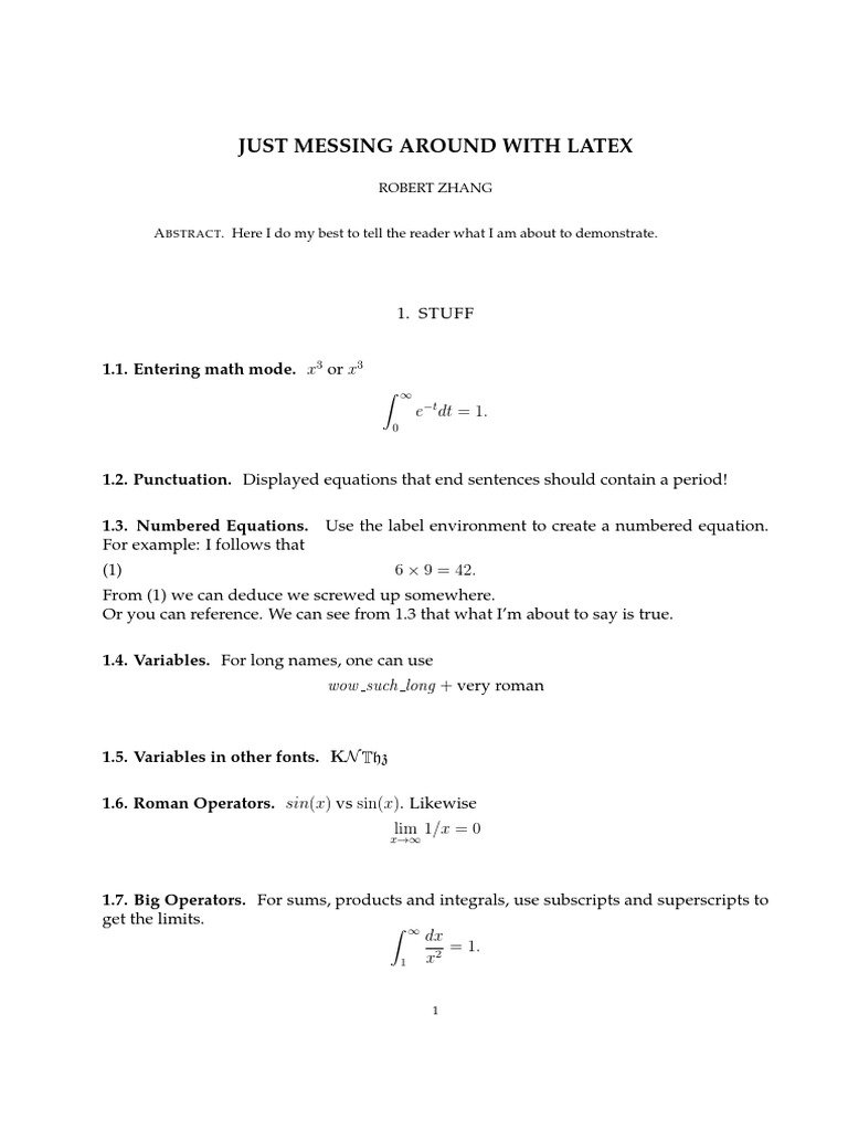 LaTeX Basics: Math Mode & Formatting | PDF