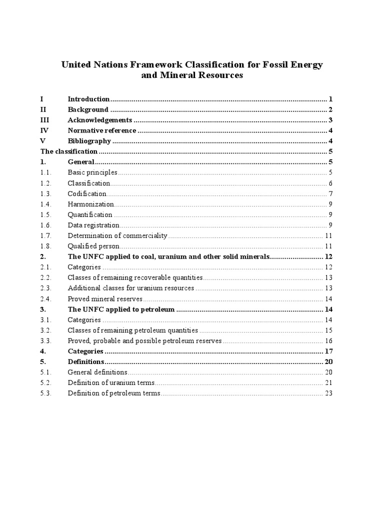 United Nations Framework Classification | PDF | Oil Reserves | Industries