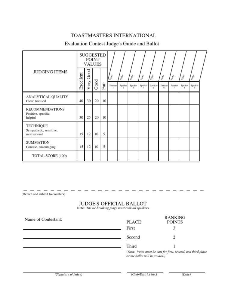 Evaluation Contest Judging Form | PDF | Evaluation Methods