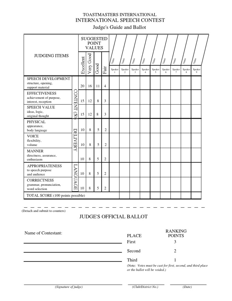 International Speech Contest Judge's Guide | PDF | Human Communication ...