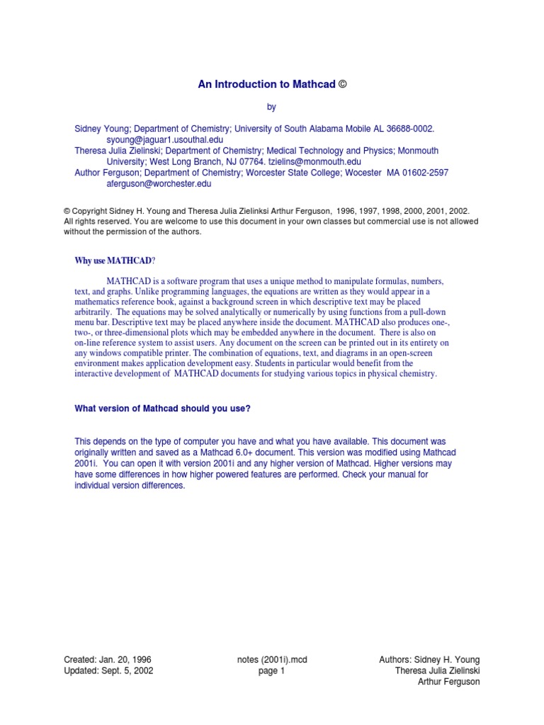 Mathcad Tutorial | PDF