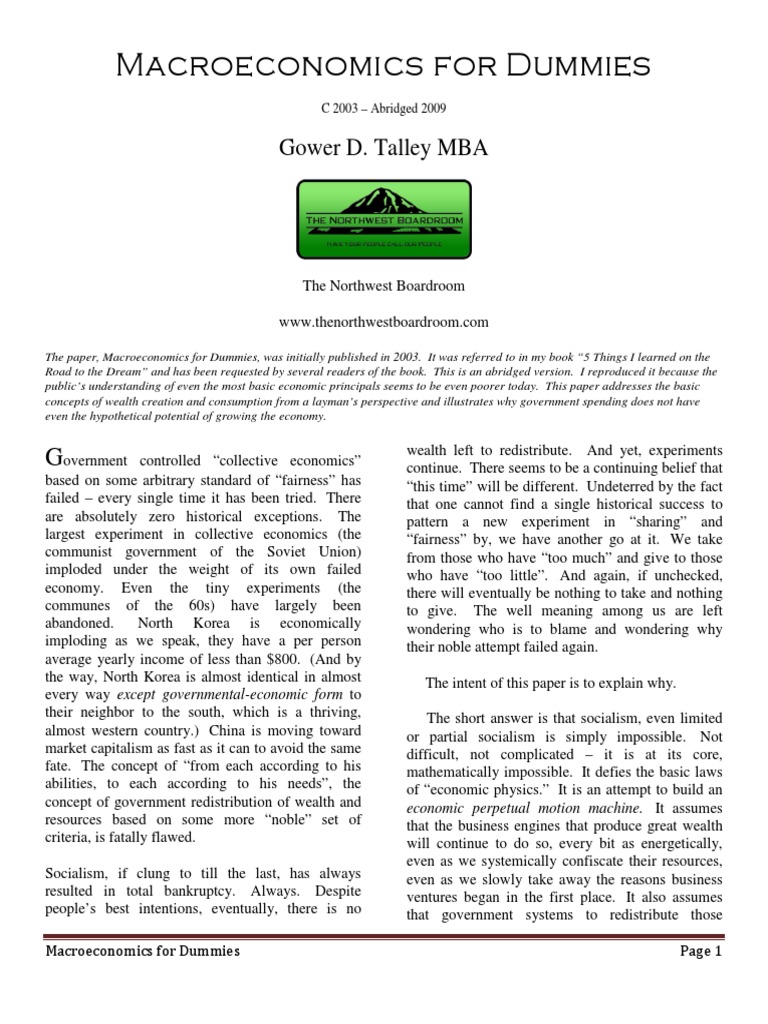 Macroeconomics For Dummies Pdf Wealth Euro